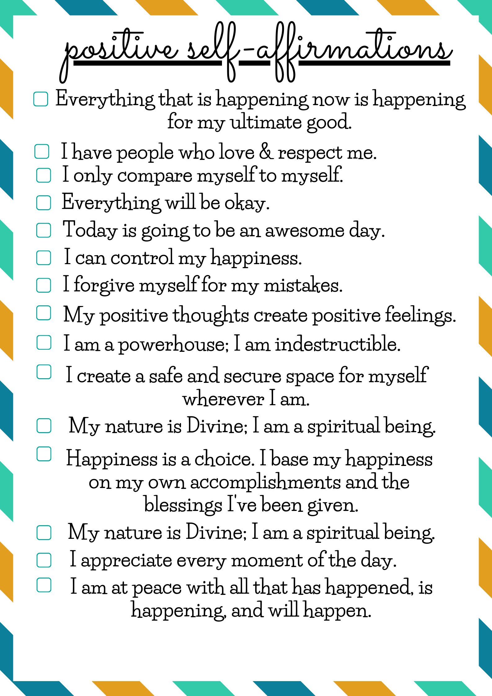 30 Positive Self Affirmations On Your Wall To Keep You Going